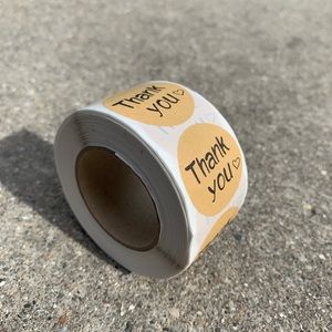 Office | 1 Roll 50 Thank You Kraft Paper Stickers | Poshmark